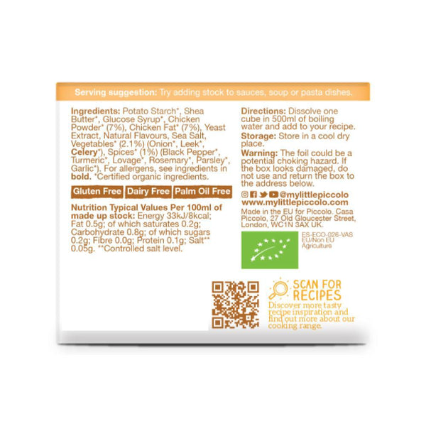 Piccolo Cooking Stock Cubes Chicken - 48g - Mighty Rabbit